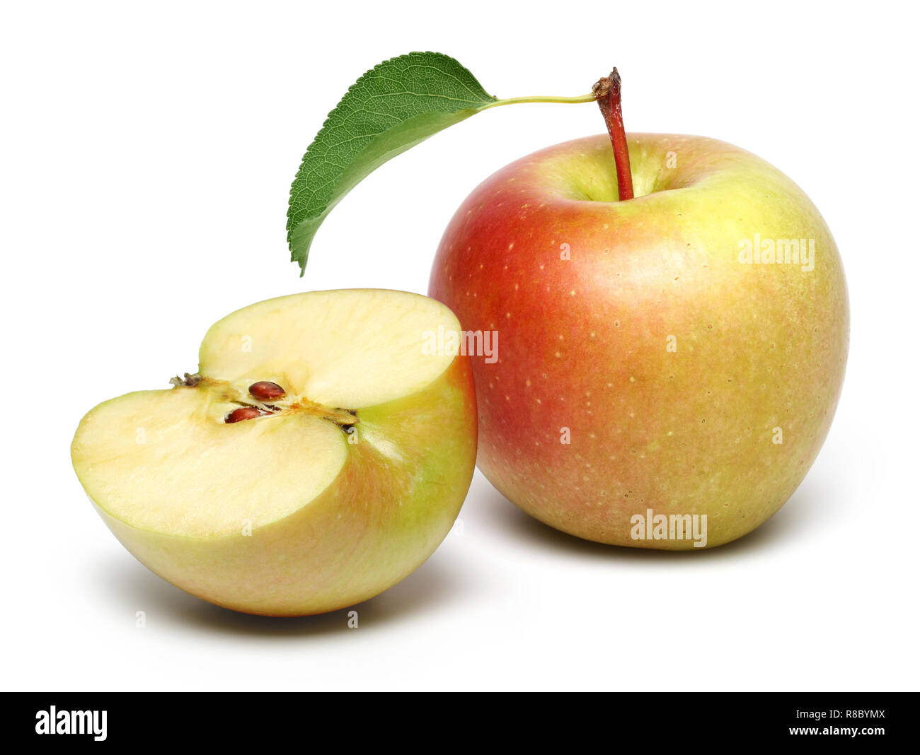 Yellow red apples isolated on white background. Studio shot Stock Photo ...