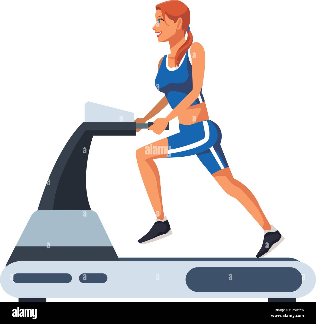 Fitness woman running on machine Stock Vector Image & Art - Alamy