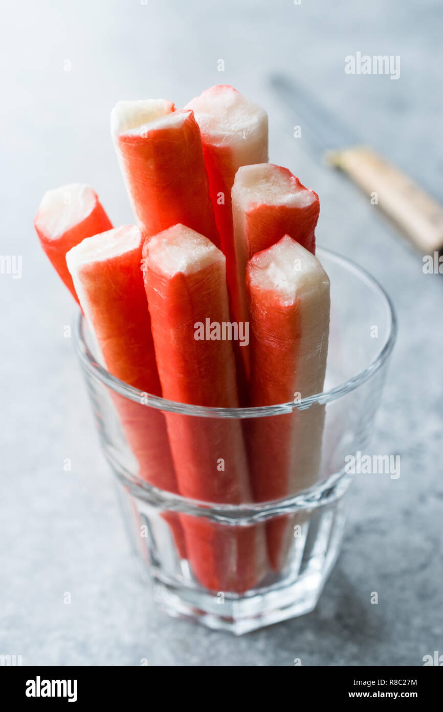 Fresh Crab Sticks Surimi in Glass Ready to Eat. Fast Food Stock Photo ...