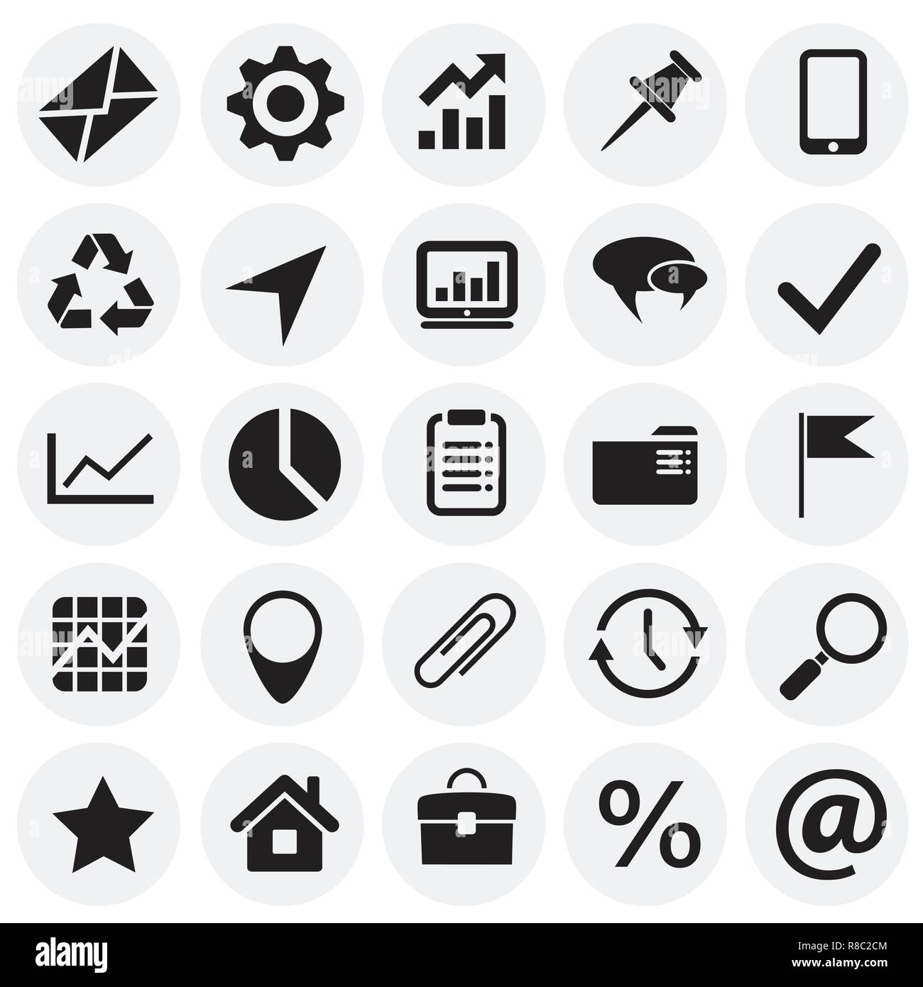 Business simple icons set on circles background for graphic and web ...