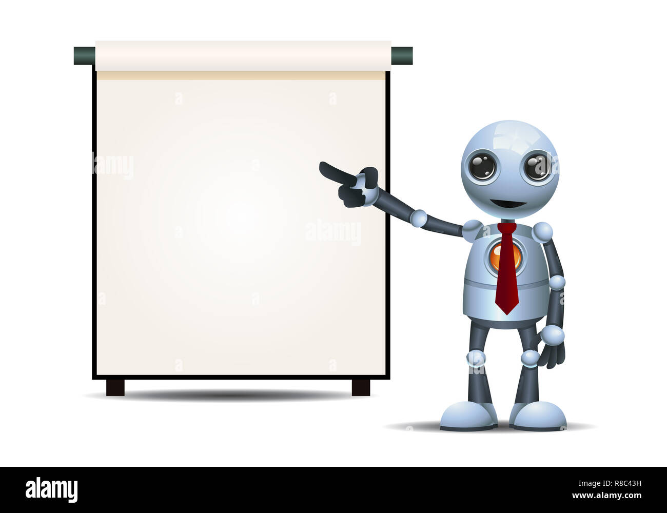 illustration of a happy little robot businessman presentation on ...