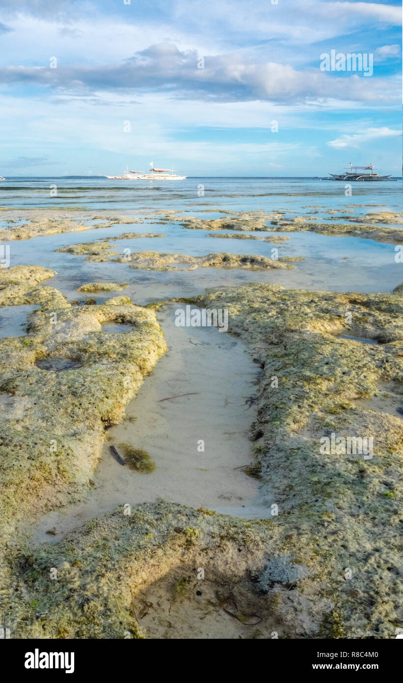 Interesting rock and coral formations at the beach of Bohol Stock Photo ...