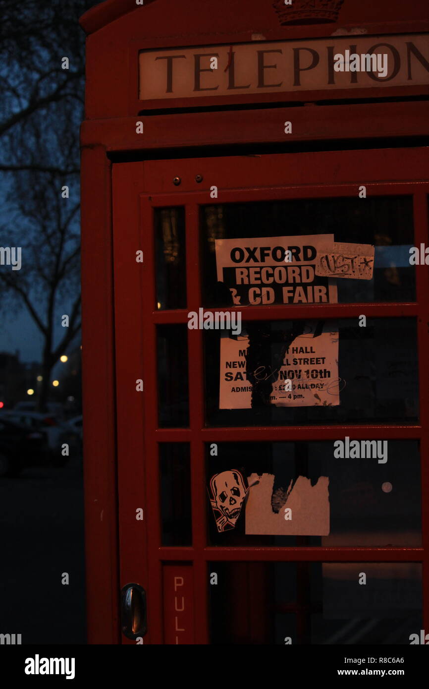 Red telephone box at night along Oxford high street UK Stock Photo - Alamy