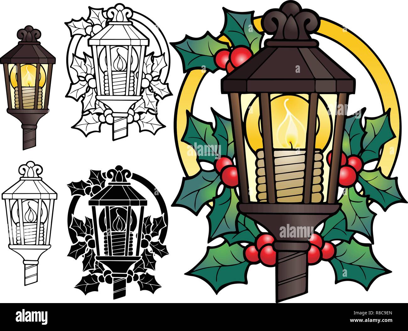 Old Fashioned Candle Lantern Stock Vector Images - Alamy