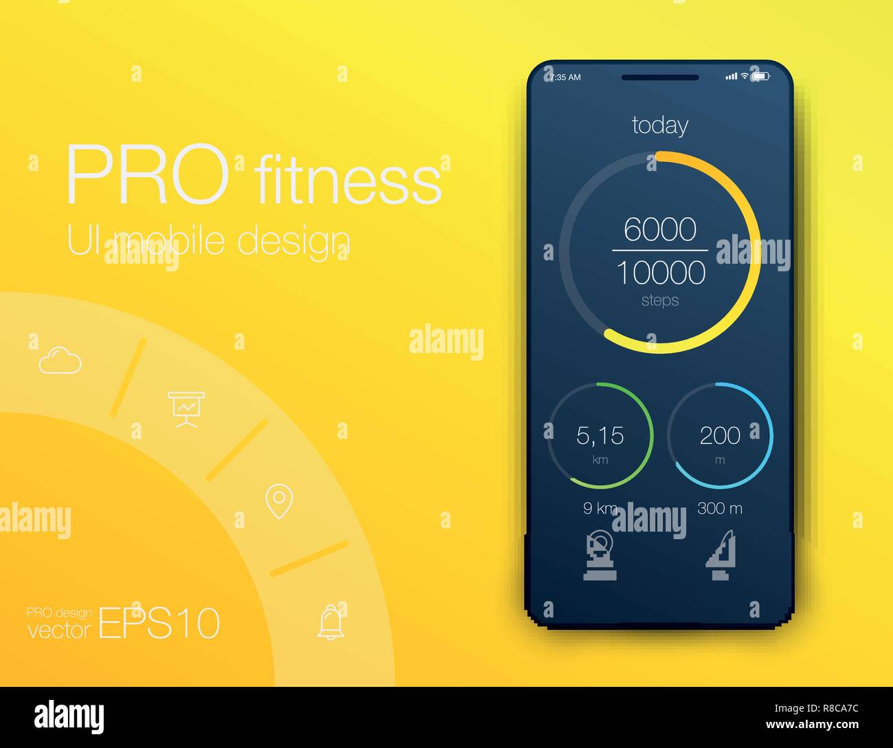 Fitness app. Ui ux design. UI design concept with web elements Stock ...