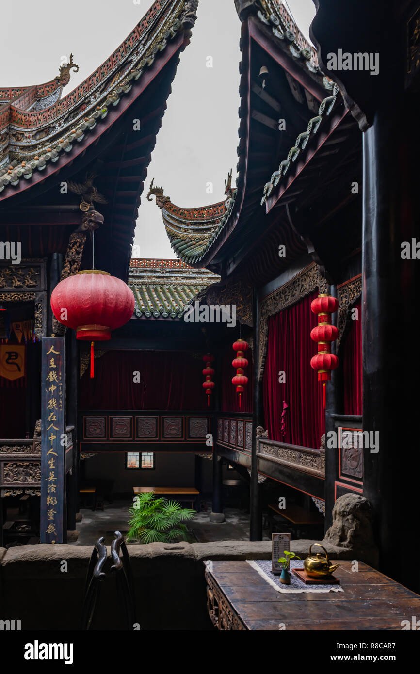 Red lanterns and decorations Chongquing guild hall, China Stock Photo ...