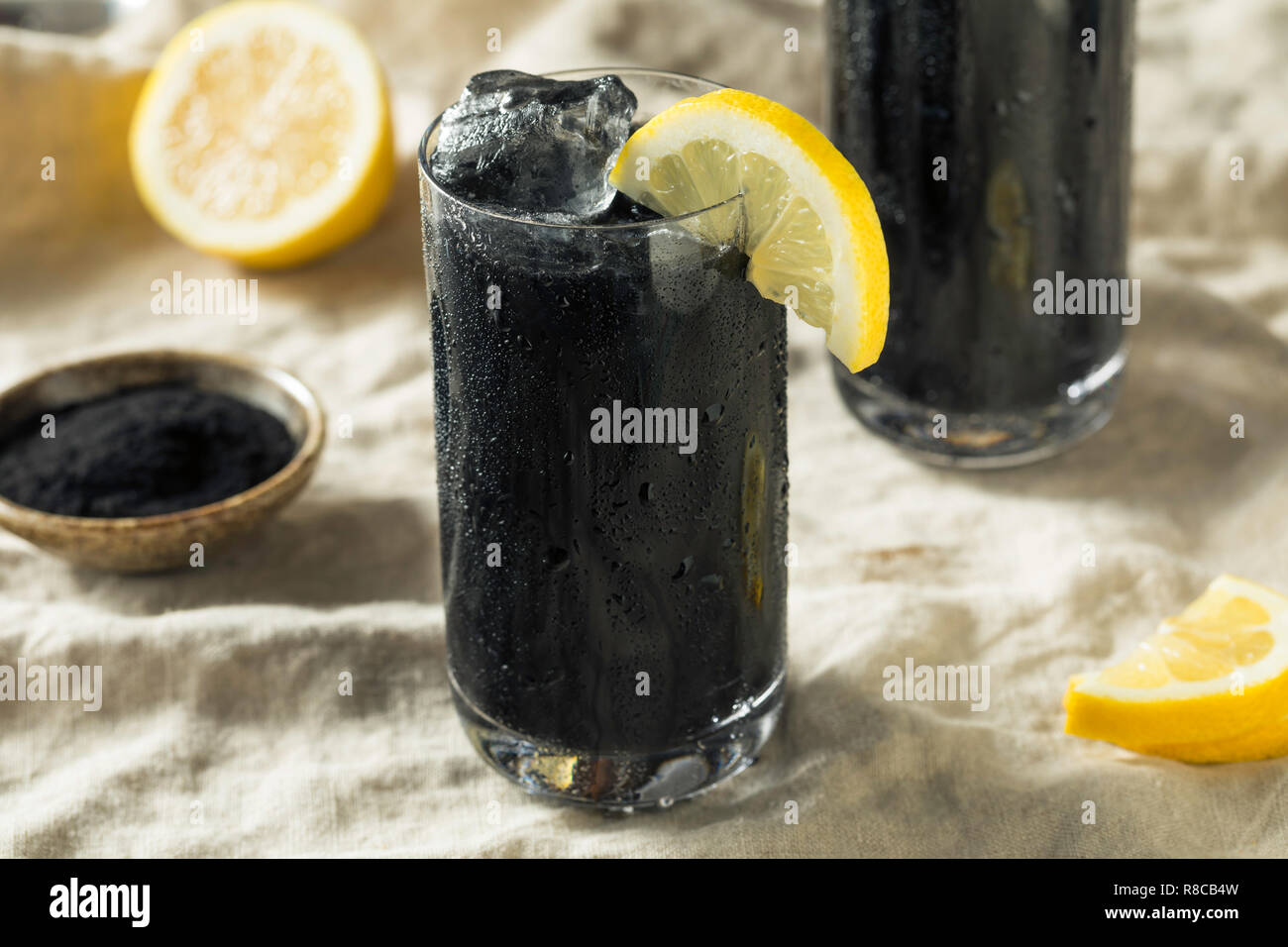 Refreshing Black Activated Charcoal Lemonade Detox Drink Stock Photo ...