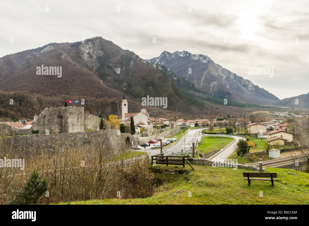 Venzone, Italy - Panoramic view of the medieval town of Venzone in the ...