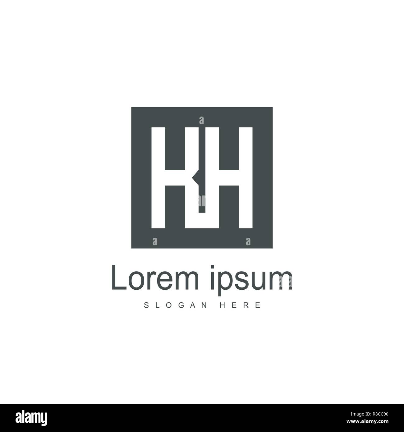 Initial Letter KH Logo template design. Minimalist letter logo vector ...