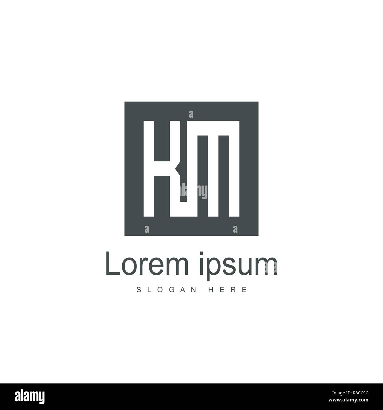 Initial Letter KM Logo template design. Minimalist letter logo vector ...