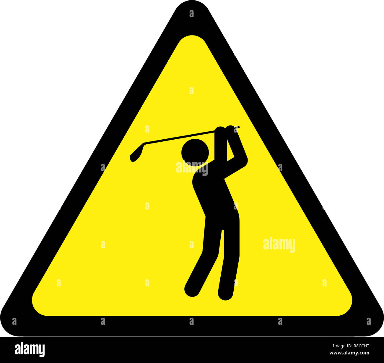 Warning sign with golfers symbol Stock Photo - Alamy