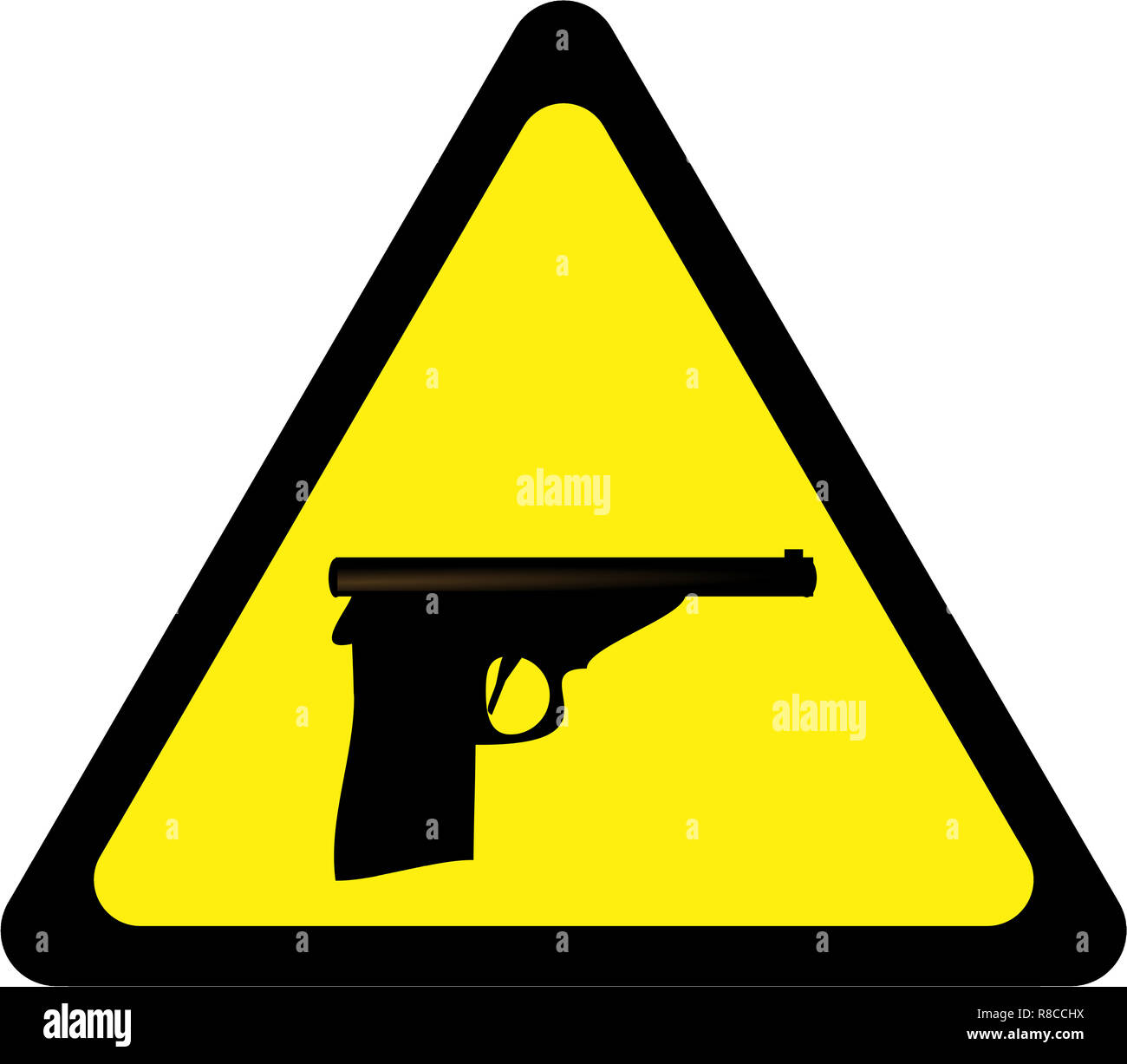 Warning sign with gun symbol Stock Photo - Alamy