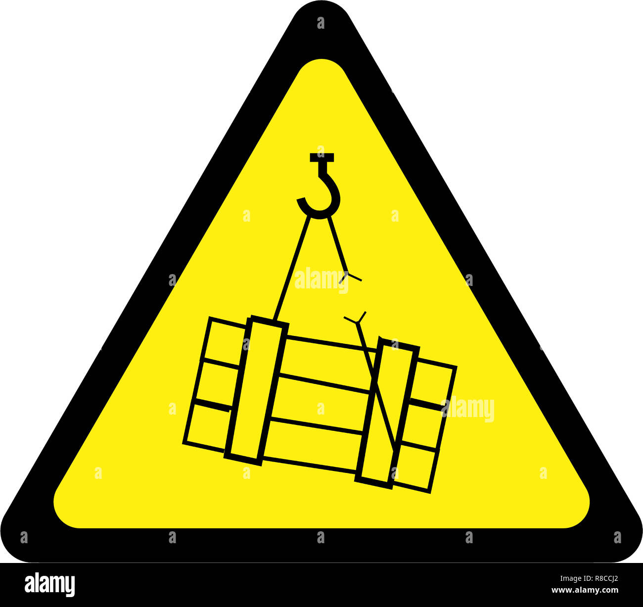Warning sign with suspended loads symbol Stock Photo - Alamy