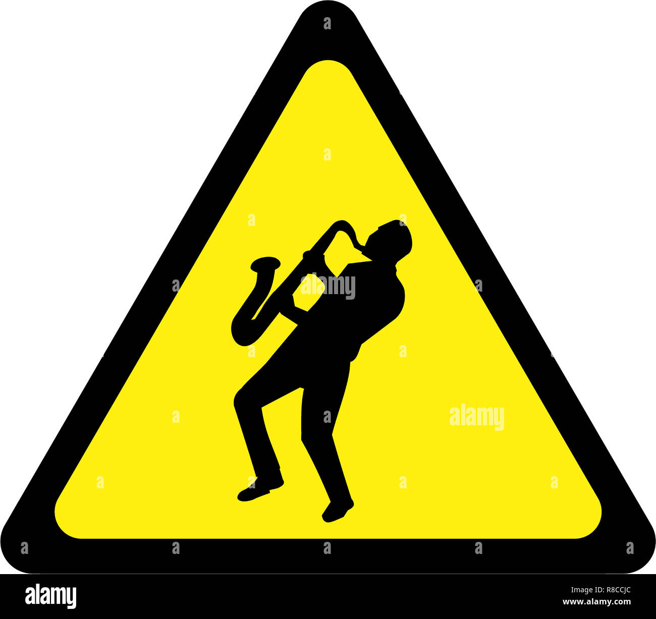 Warning sign with jazz musician symbol Stock Photo - Alamy