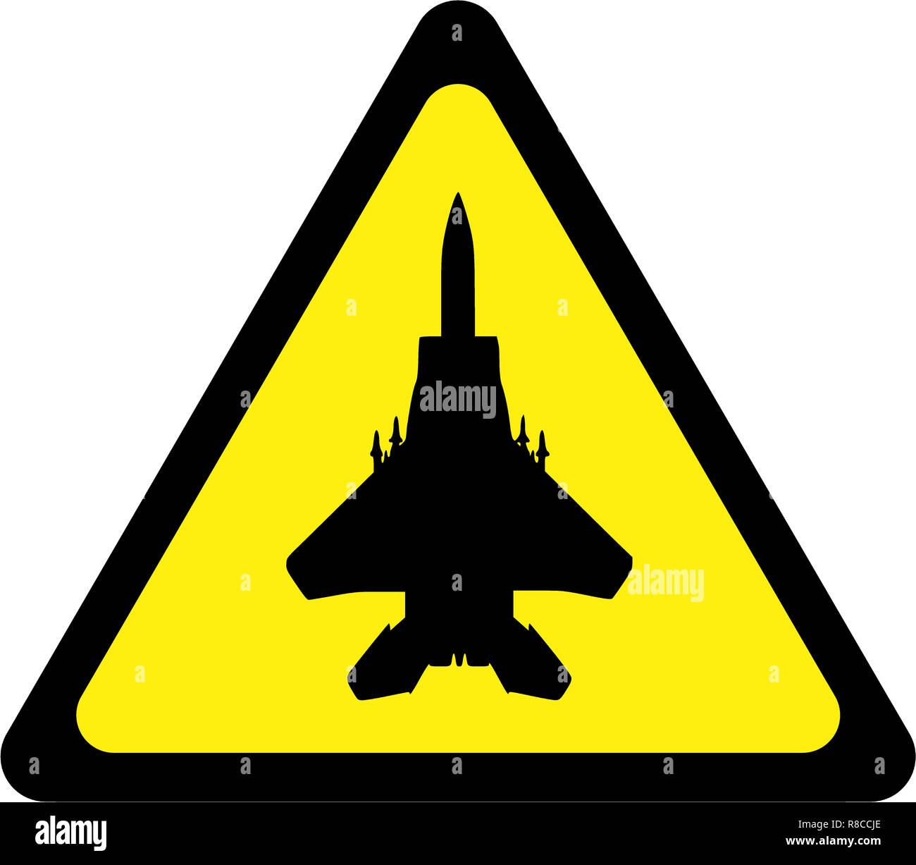 Warning sign with jet symbol Stock Photo - Alamy
