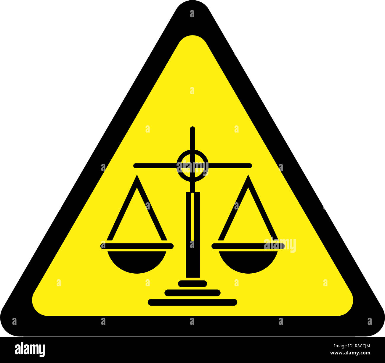 Warning sign with justice symbol Stock Photo - Alamy