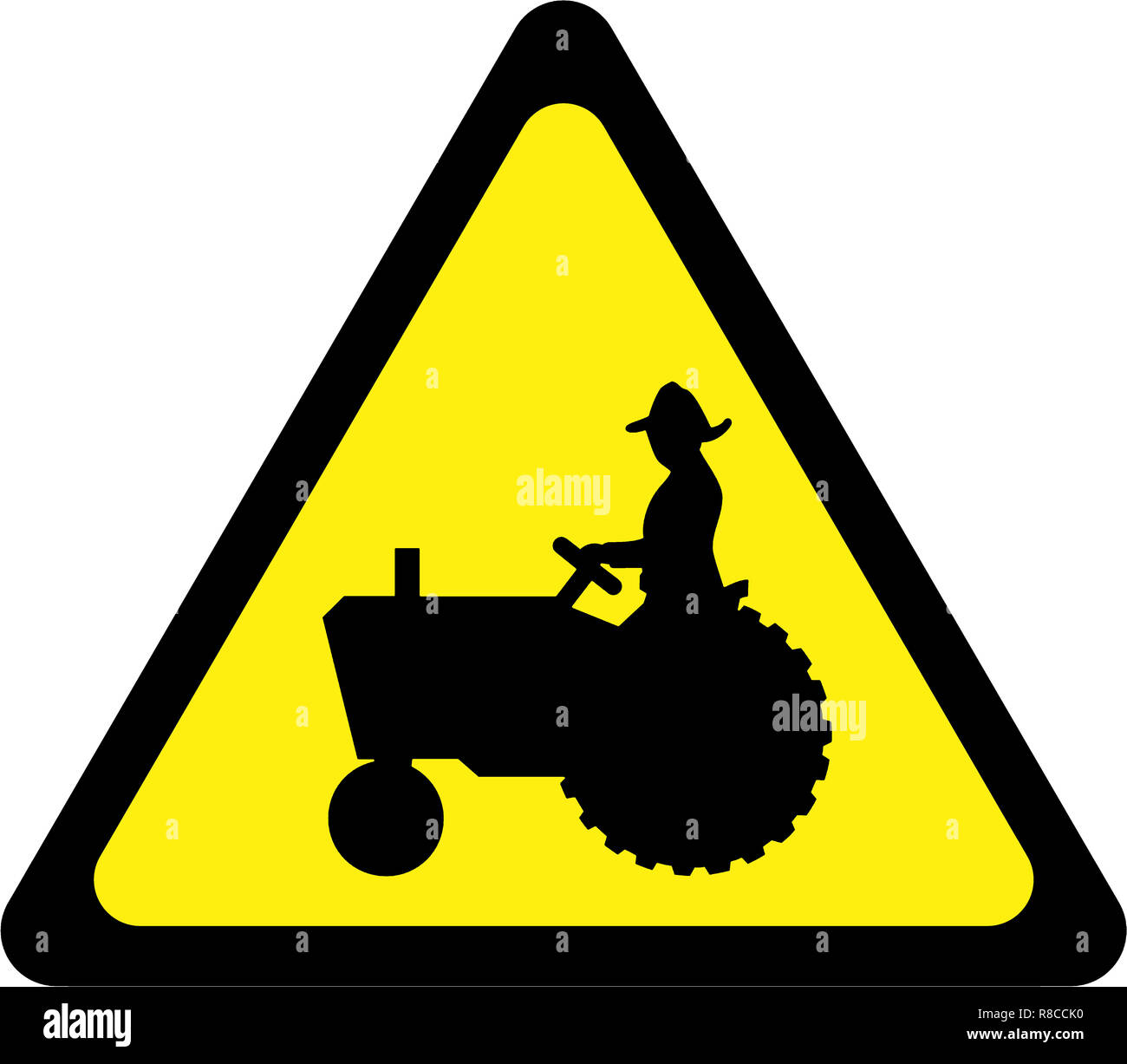 Warning sign with farm tractor symbol Stock Photo - Alamy