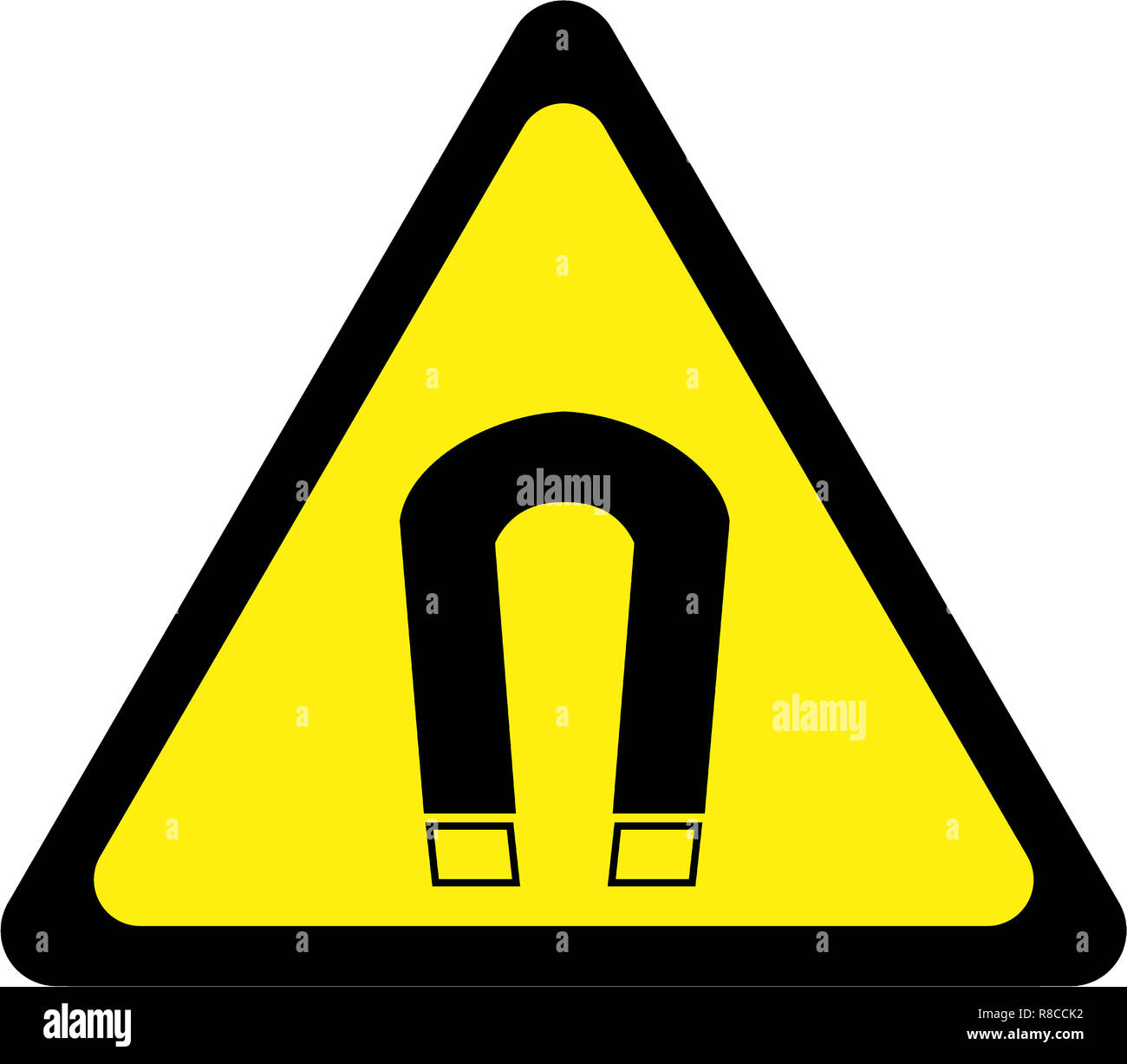 Warning sign with magnetic field symbol Stock Photo - Alamy