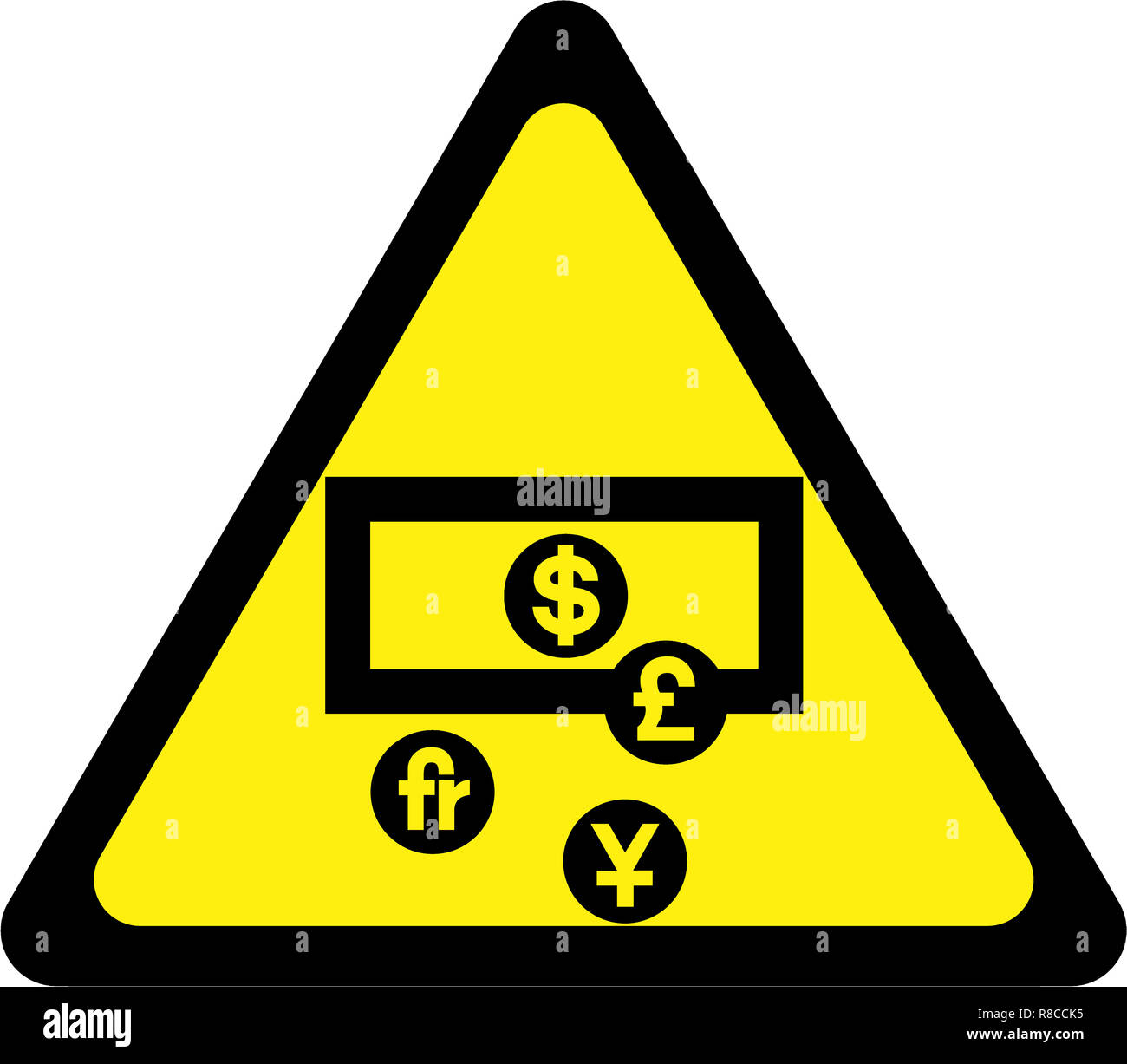 Warning sign with money symbol Stock Photo - Alamy