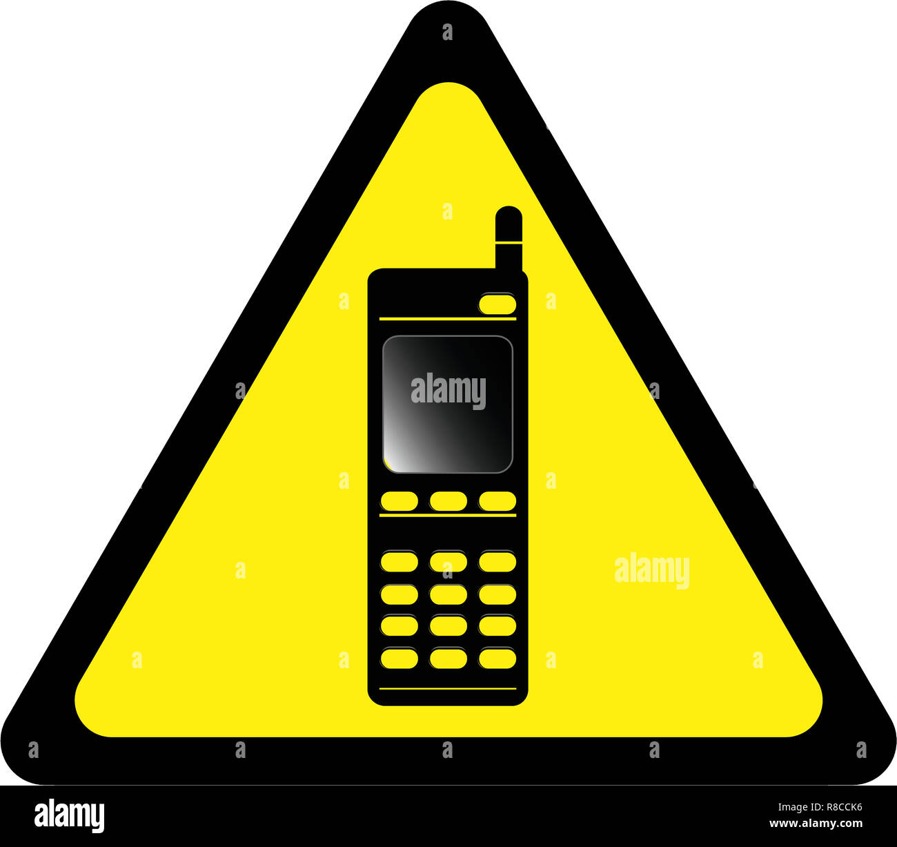 Warning sign with mobile phone symbol Stock Photo - Alamy