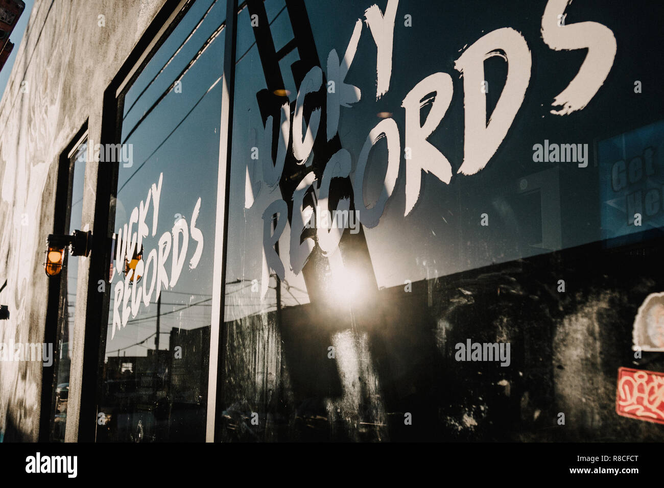 Record Shop Window Shopping Stock Photo - Alamy