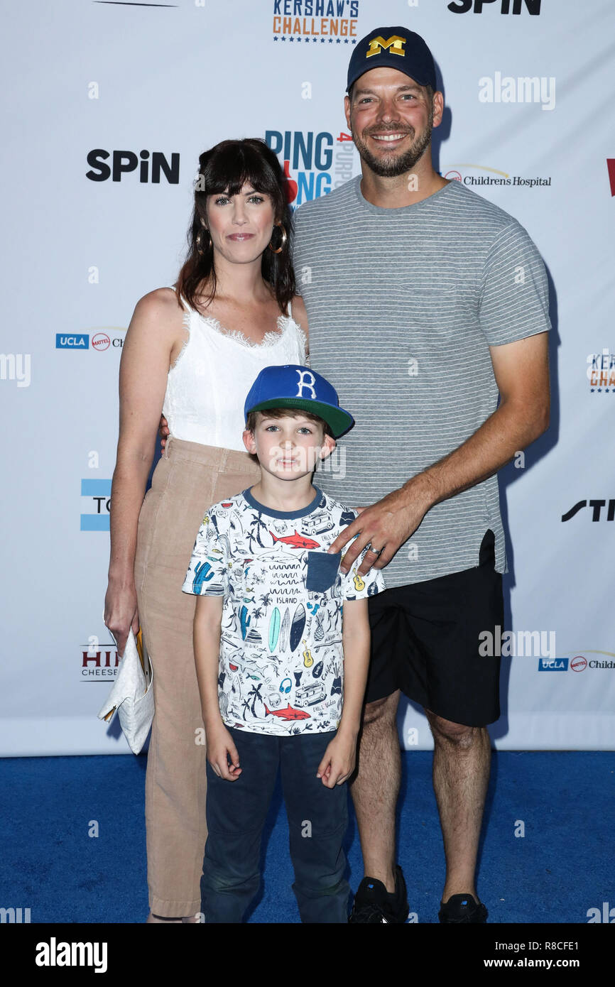 LOS ANGELES, CA, USA - AUGUST 23: Rich Hill, Caitlin McClellan, Brice ...