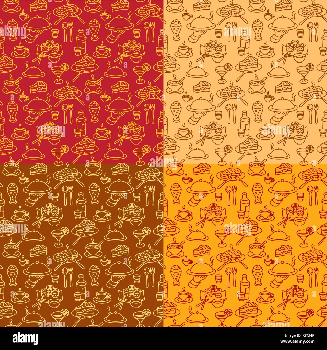 seamless patterns for restaurant and cafe food and dishes, includes ...
