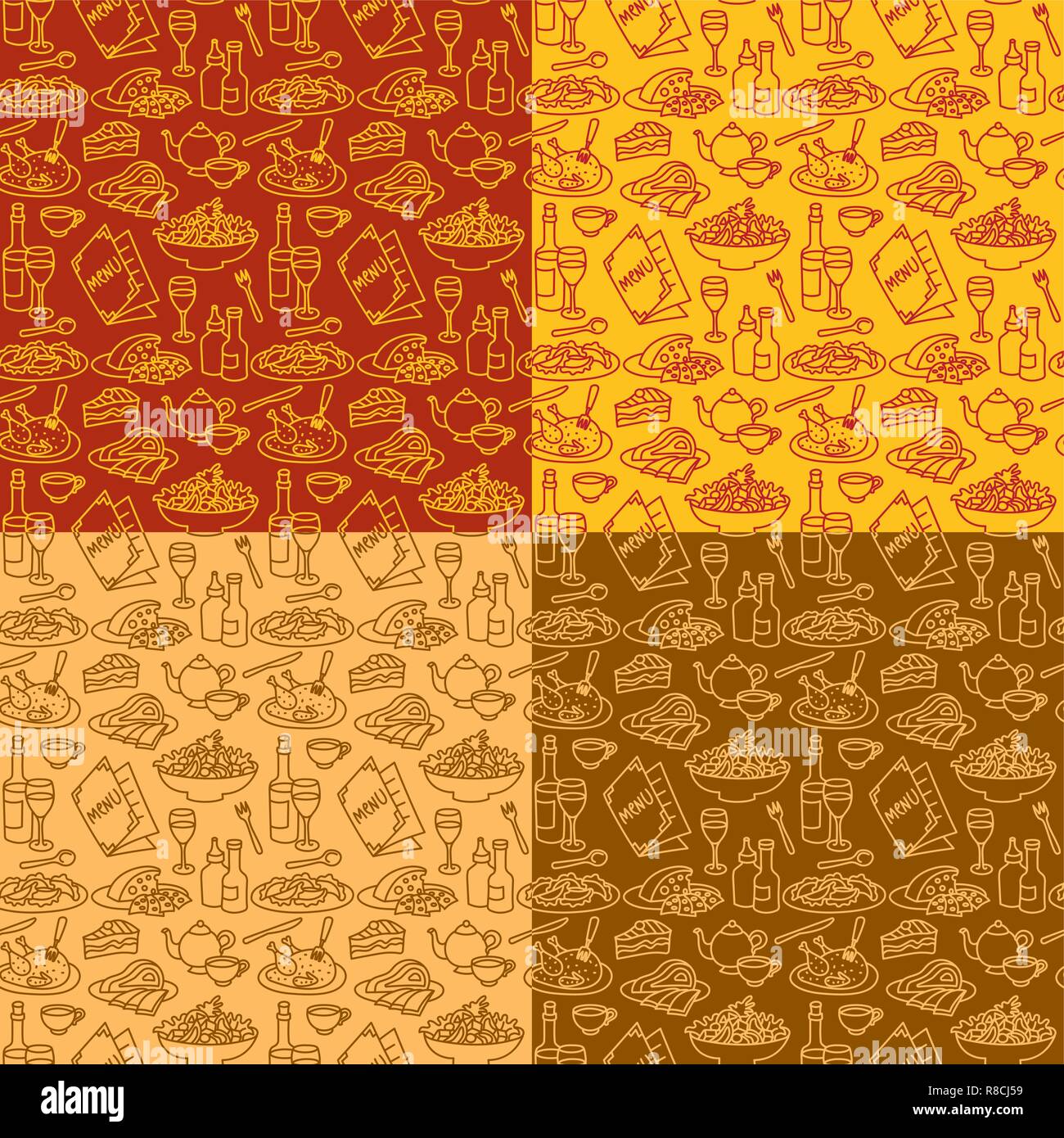 seamless patterns for restaurant and cafe food and dishes Stock Vector ...