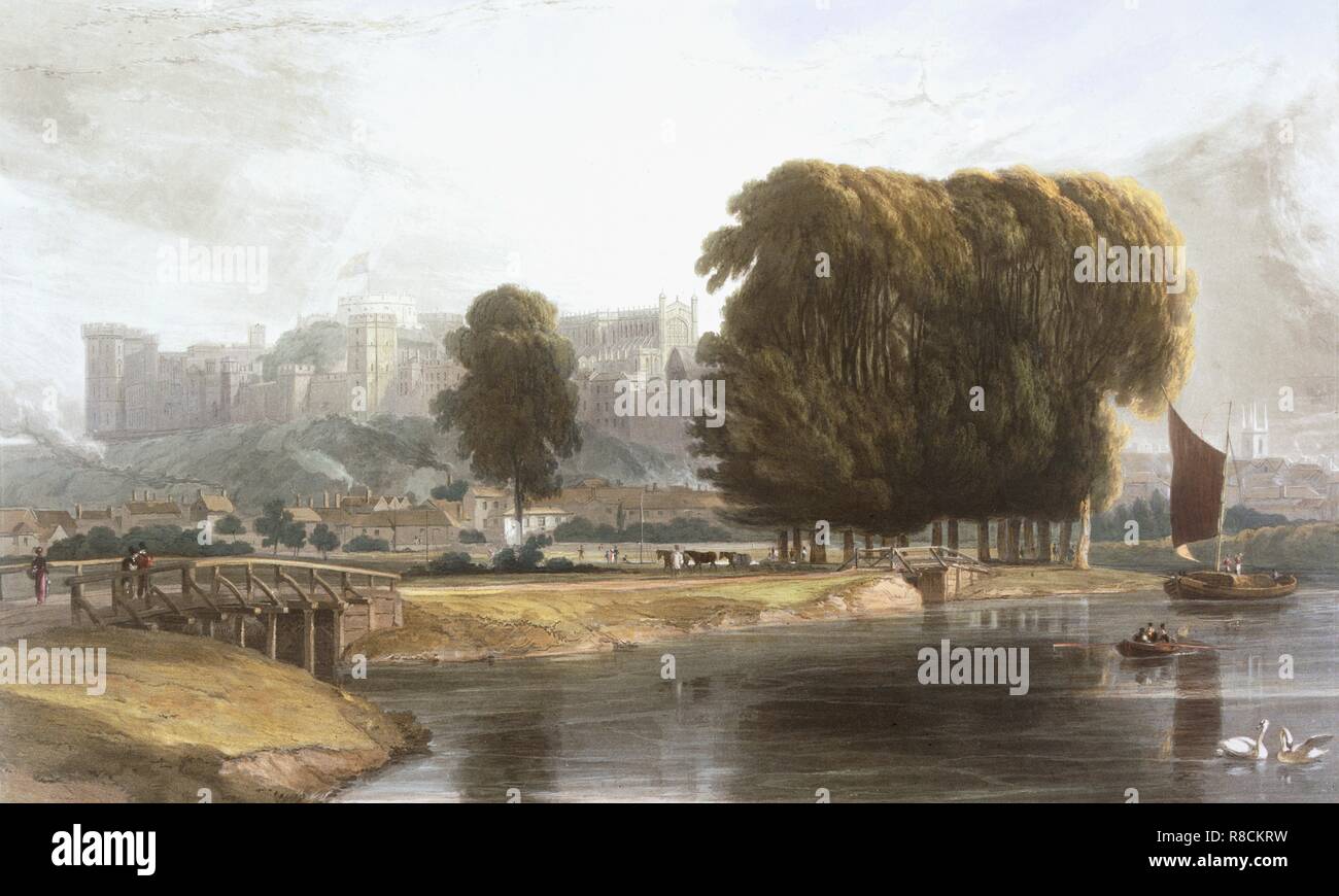 Windsor Castle from the Brocas Meadow, from 'Views of Windsor, Eton and ...