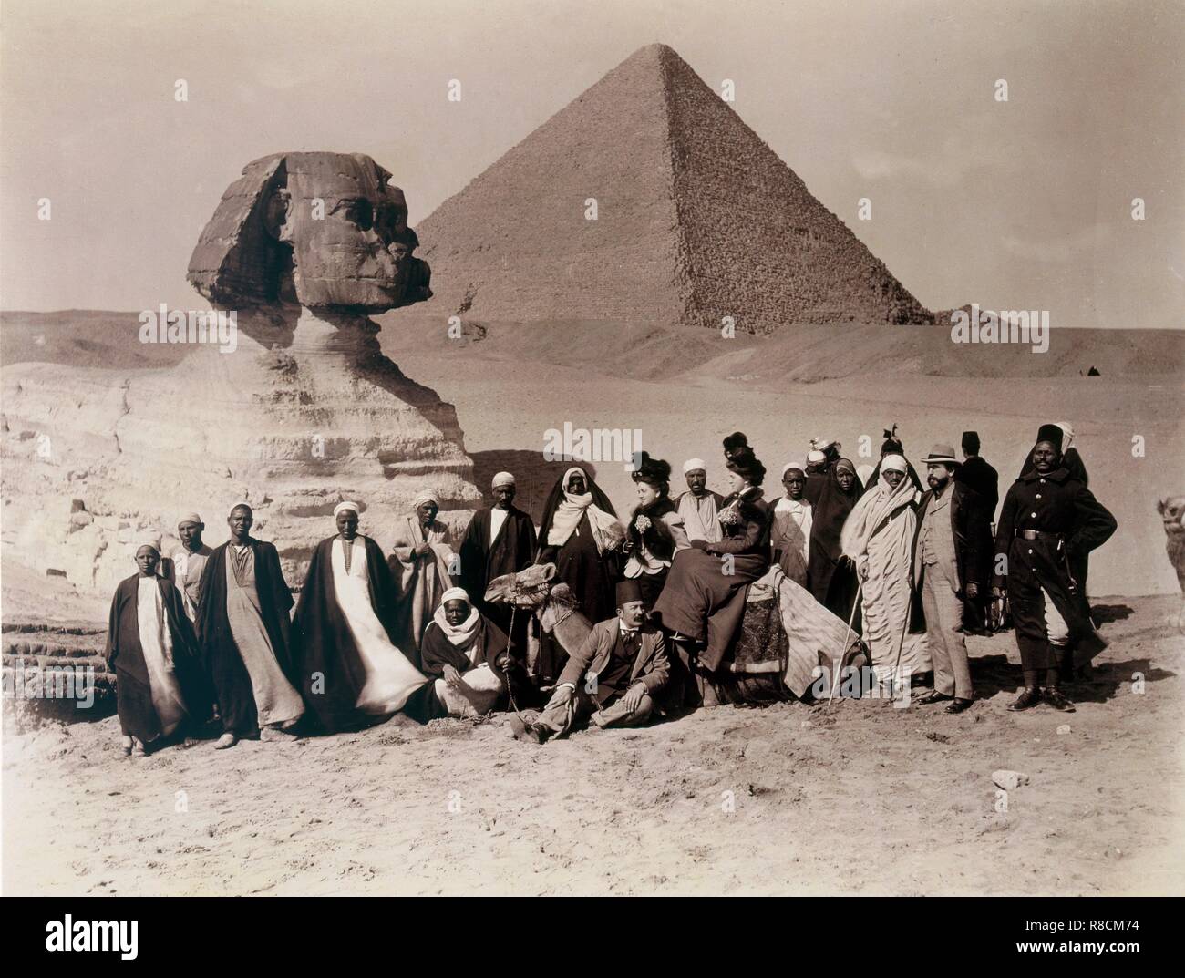 Tourists visiting the Sphinx at Giza. Creator: English Photographer ...