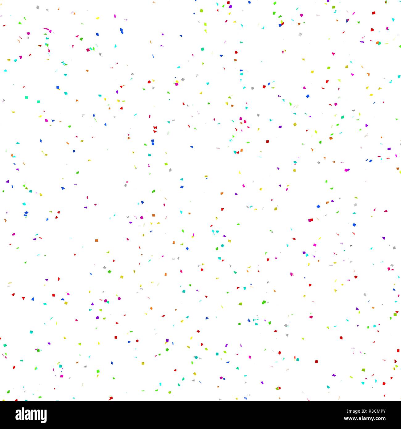 Seamless confetti texture on white isolated background. 3D illustration ...