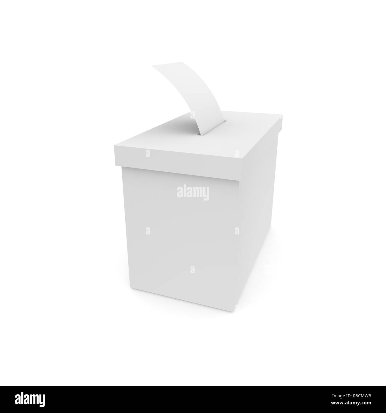 Box for voting with ballots. Isolated on white background. 3D render ...