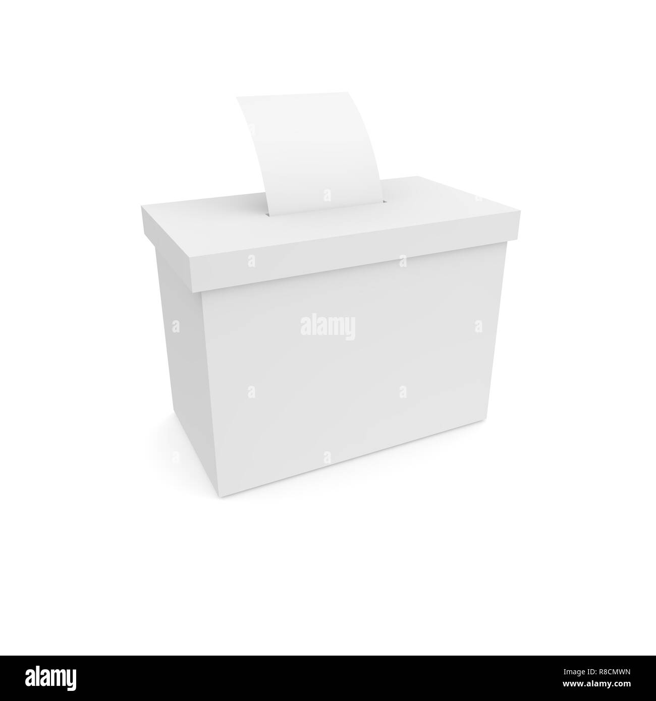 Box for voting with ballots. Isolated on white background. 3D render ...