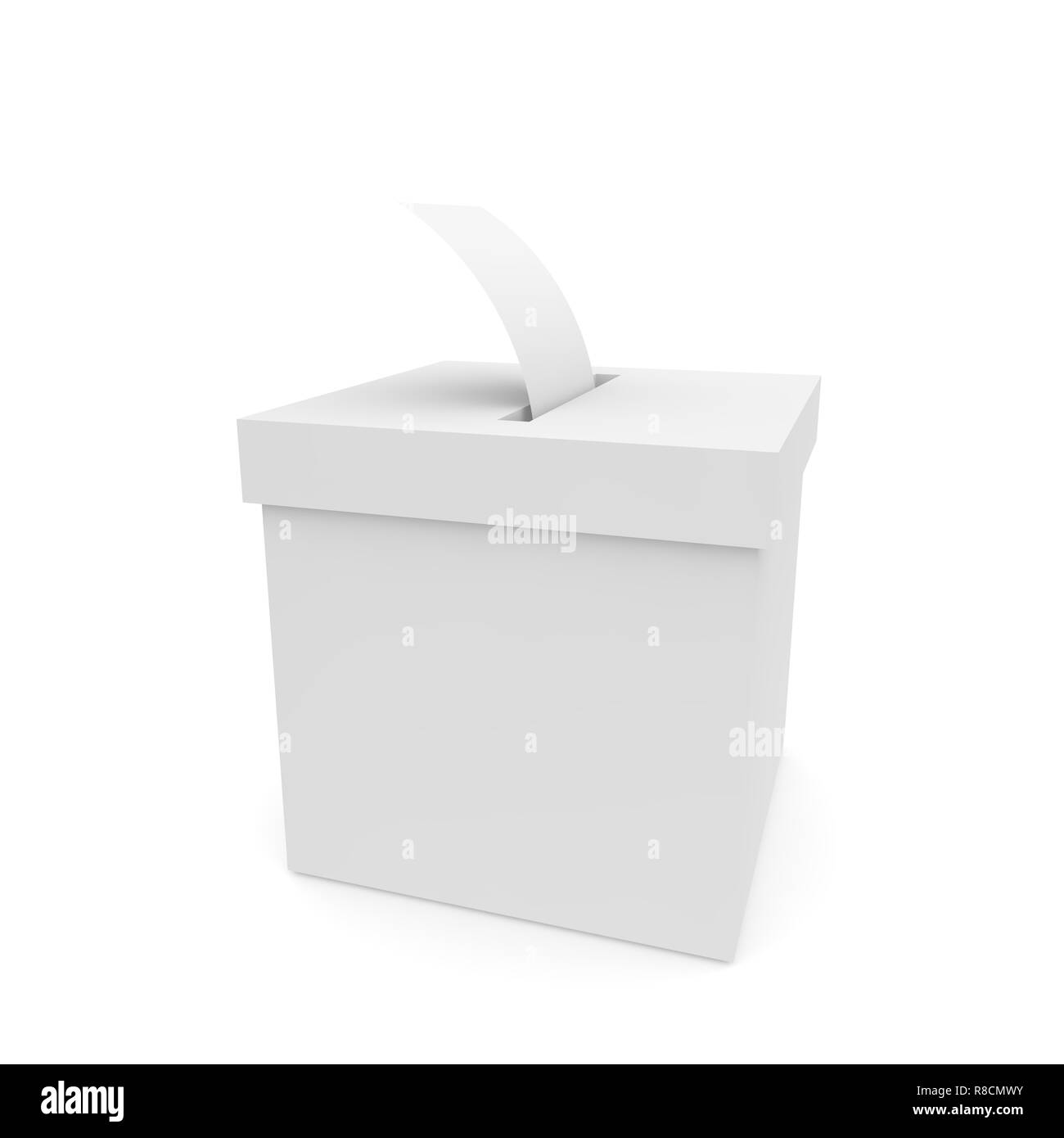 Box for voting with ballots. Isolated on white background. 3D render ...