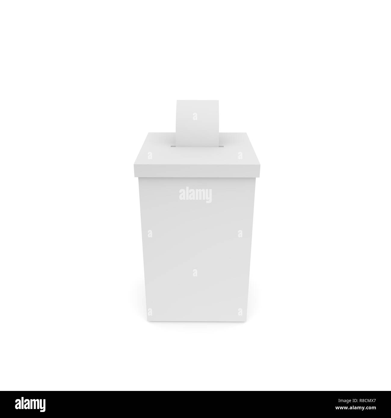 Box for voting with ballots. Isolated on white background. 3D render ...