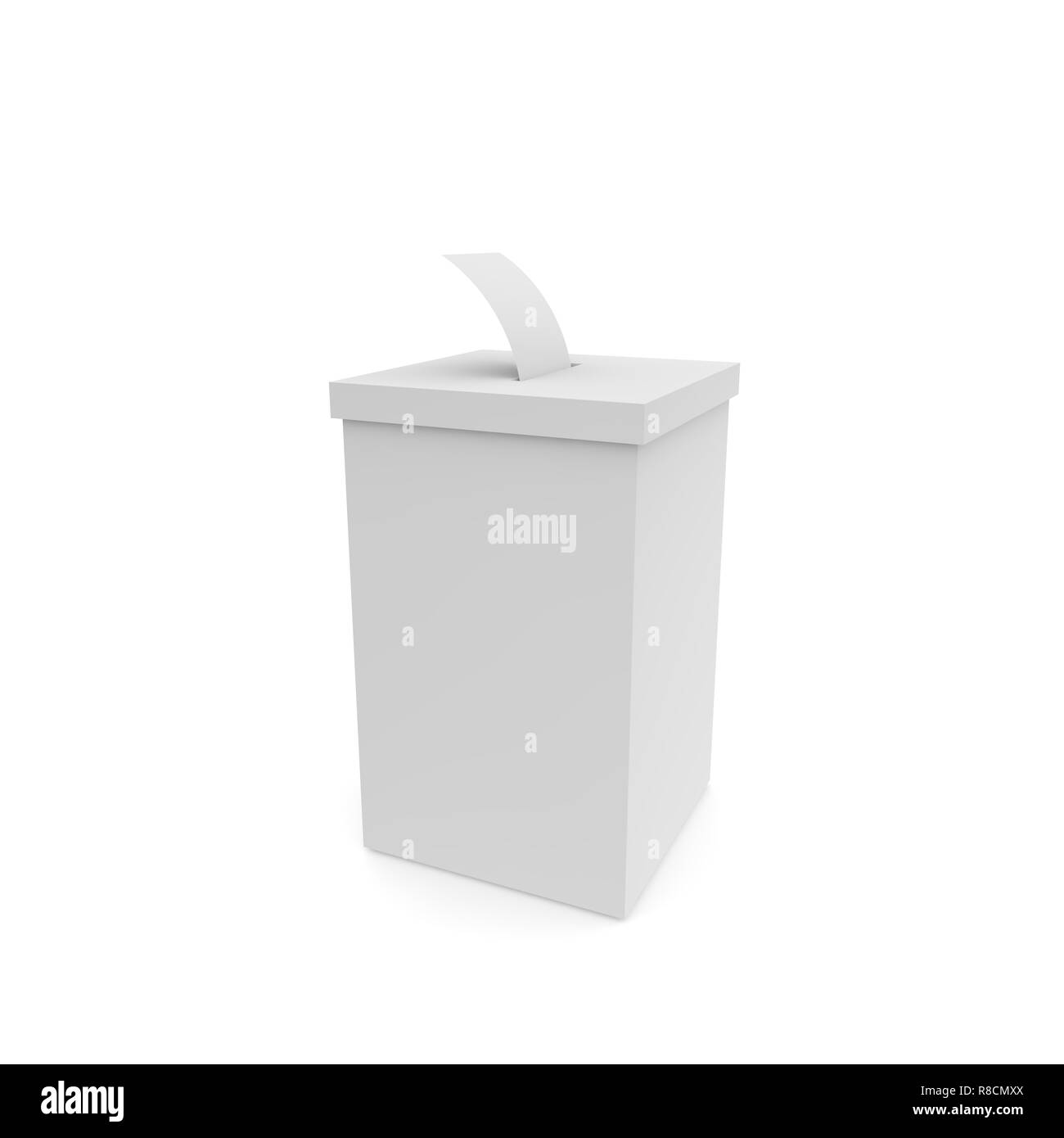 Box for voting with ballots. Isolated on white background. 3D render ...