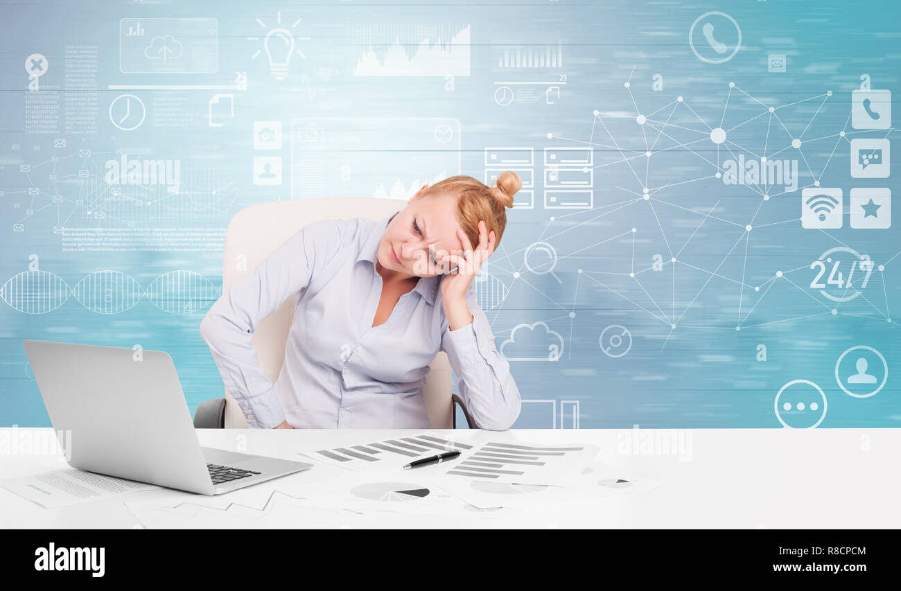 Business person at front desk with workflow concept Stock Photo - Alamy