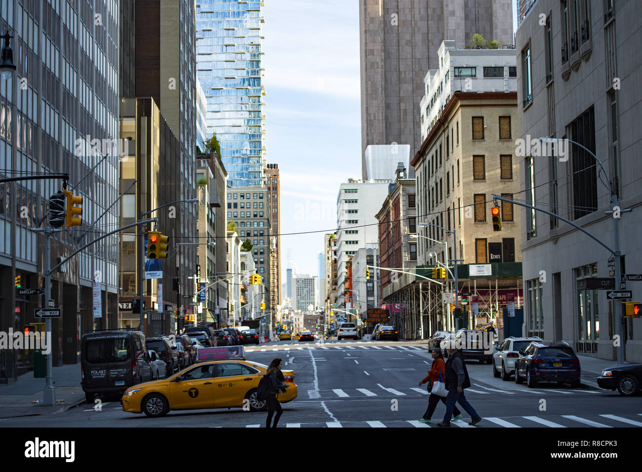 Daily life and street traffic on the streets of Manhattan, New York ...