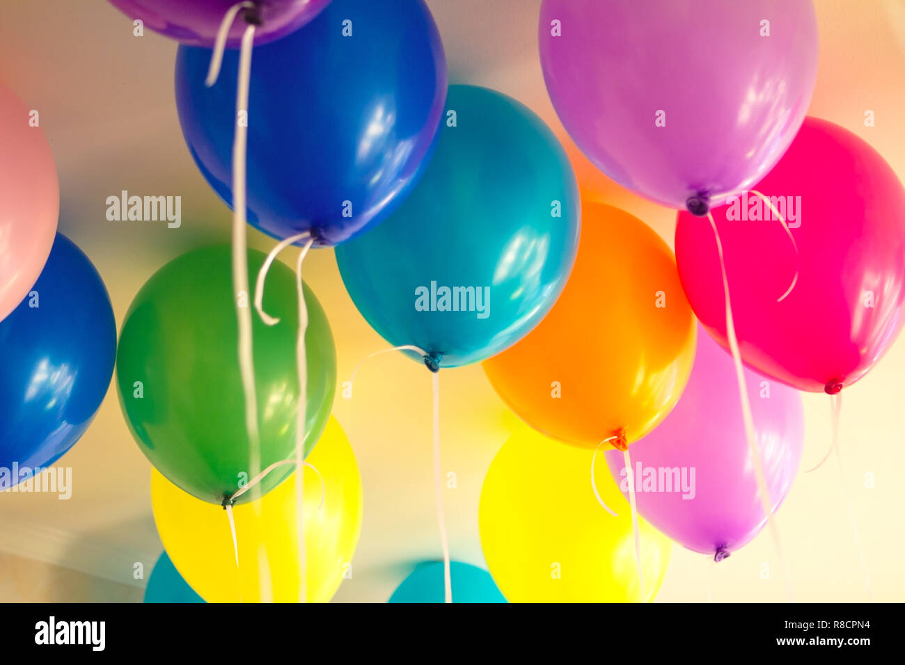 Balloons and colorful balloons with happy celebration party background ...