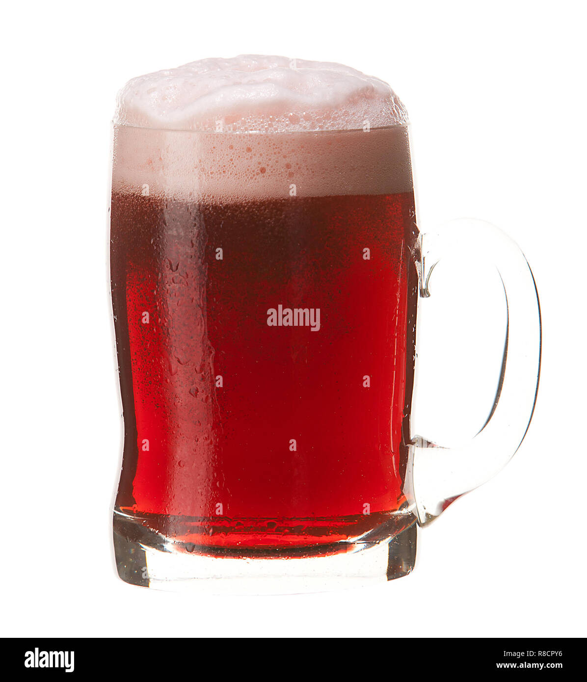 Cold mug of red beer with foam isolated on white background Stock Photo ...