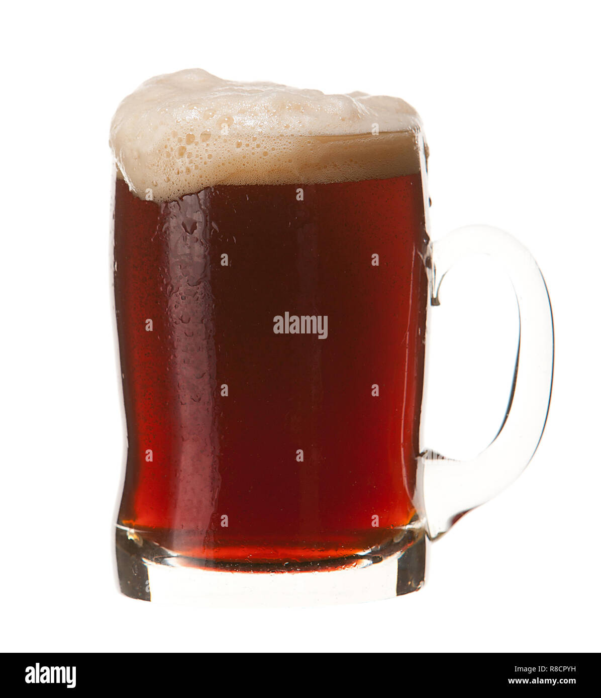 Cold mug of red beer with foam isolated on white background Stock Photo ...