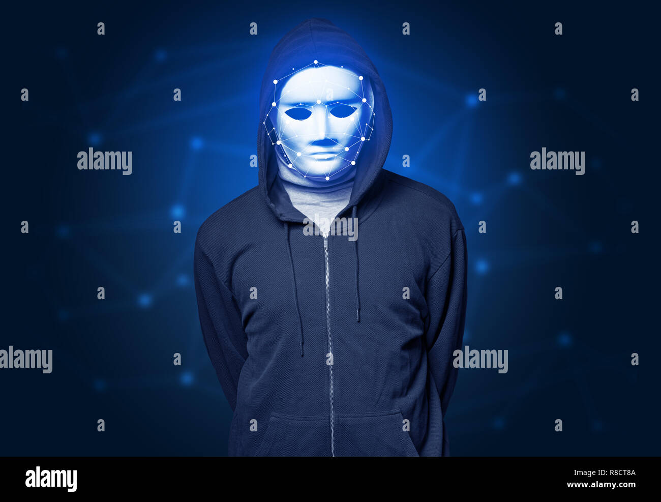 Face recognition with mesh. Cyber security concept Stock Photo - Alamy