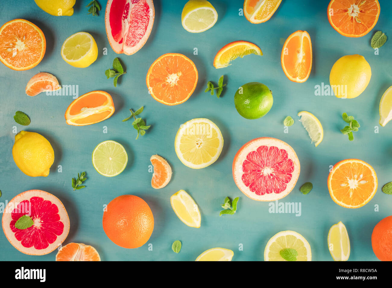 citrus pattern on blue Stock Photo - Alamy