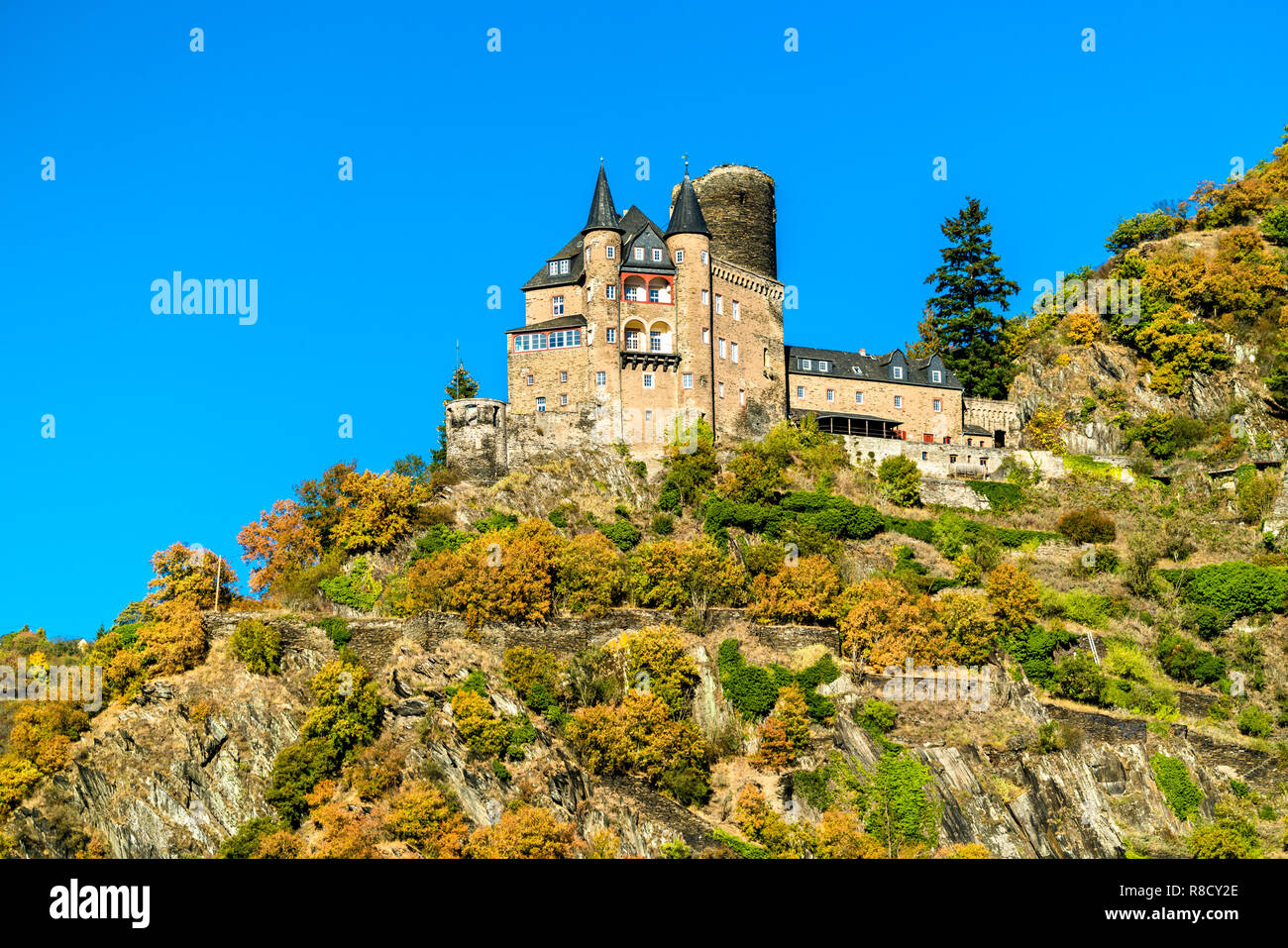 Katz Castle in the Rhine Gorge, Germany Stock Photo - Alamy