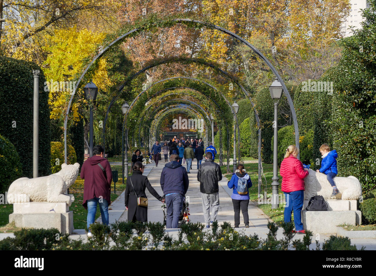 Pedestrians at Retiro Park - Parque del Retiro, Madrid, Spain Stock ...