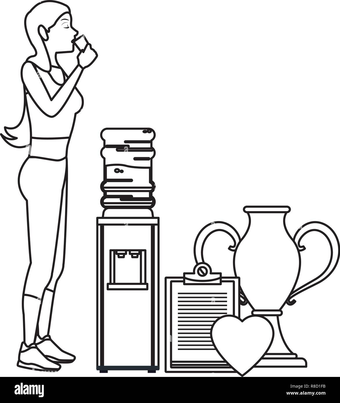 Fitness black woman heart Stock Vector Images - Alamy