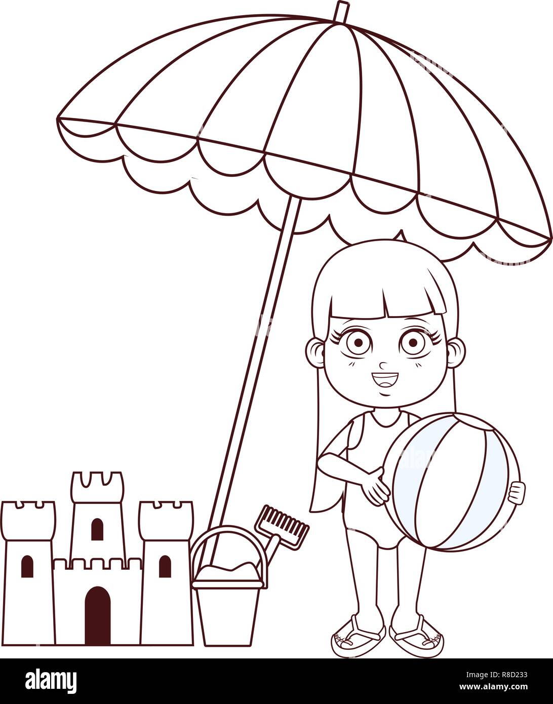 Summer Kids Clipart Black And White