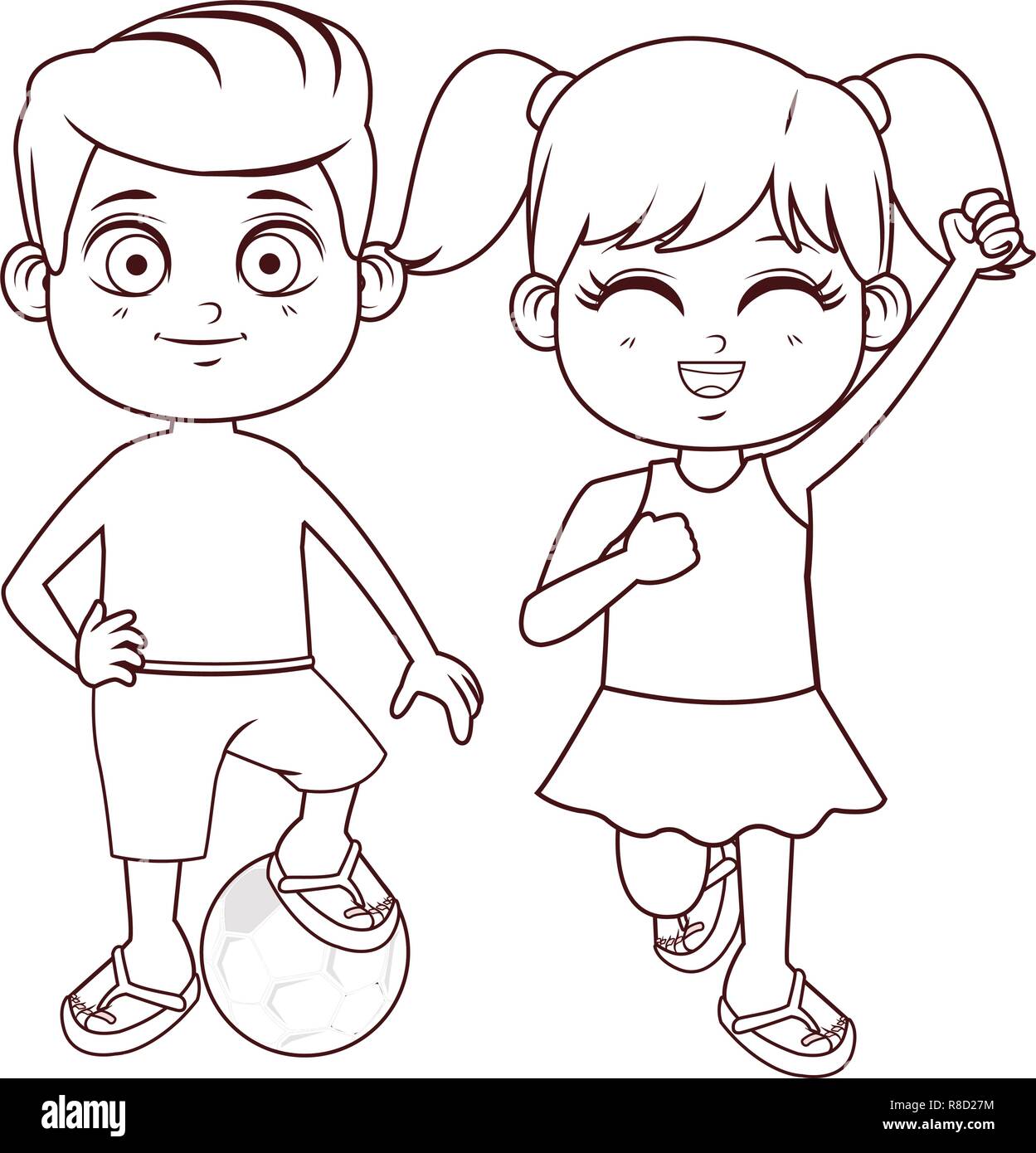 Summer Kids Clipart Black And White