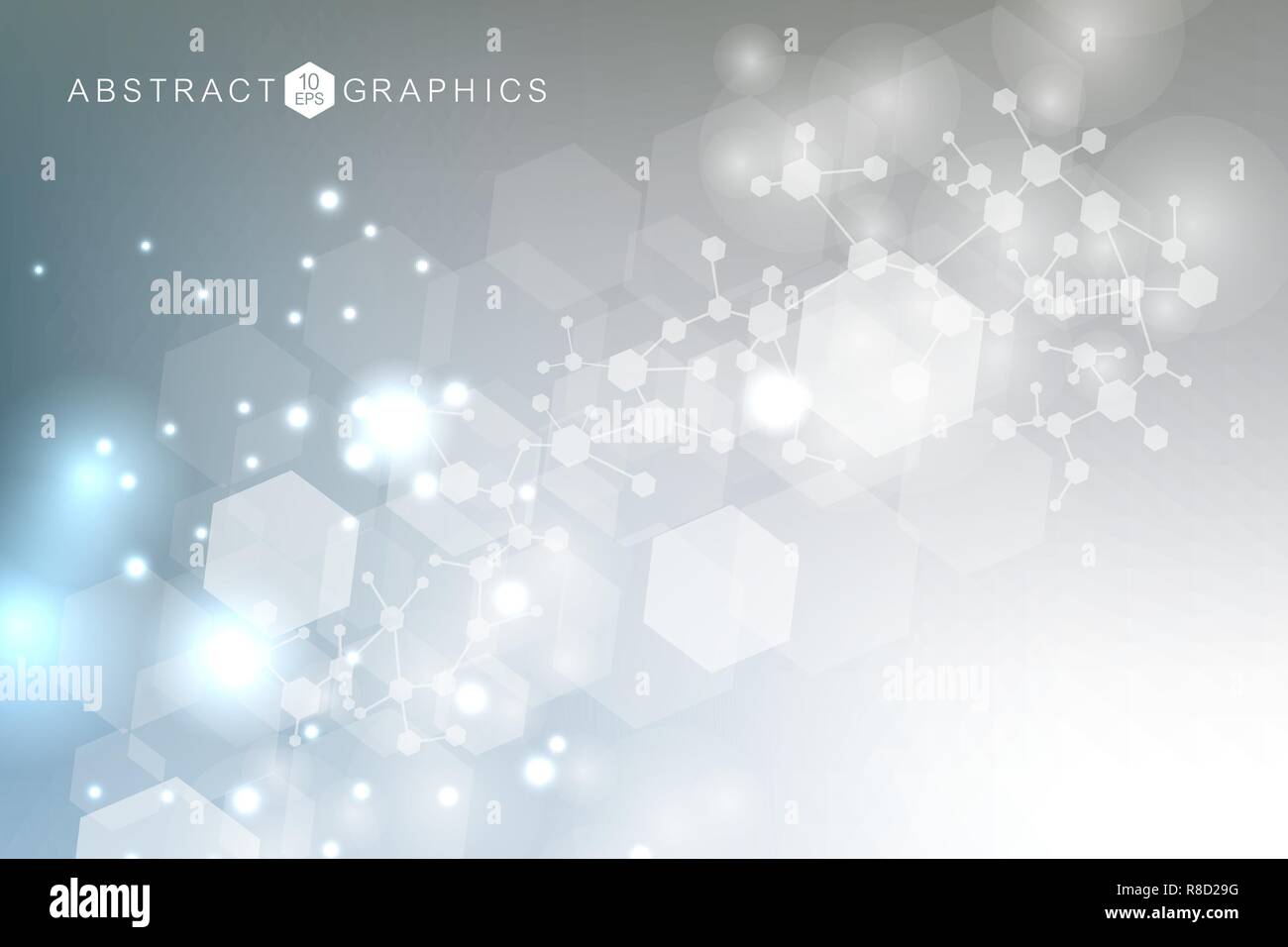 Science network pattern, connecting lines and dots. Technology hexagons ...