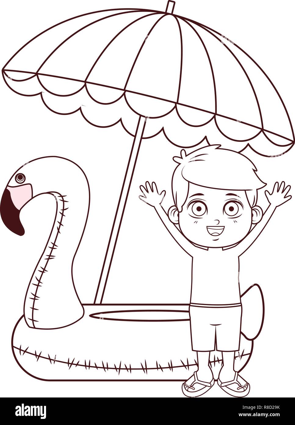 Summer kids cartoon black and white Stock Vector Image & Art - Alamy